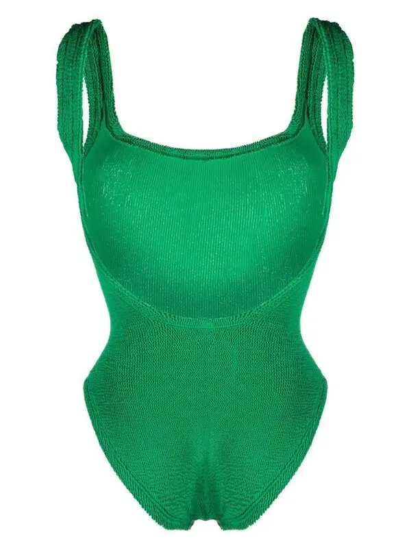 Hunza G Crinkle-finish Backless One-piece - Green