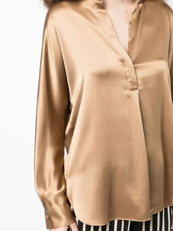 Vince Split-neck Silk Blouse