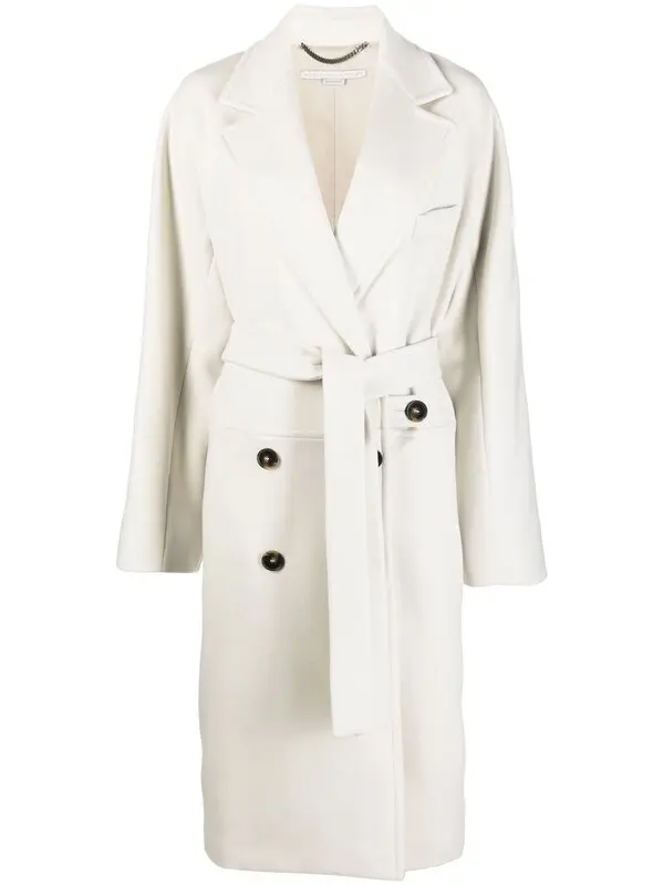 Stella McCartney Wool Double-breasted Tied-waist Coat - Grey