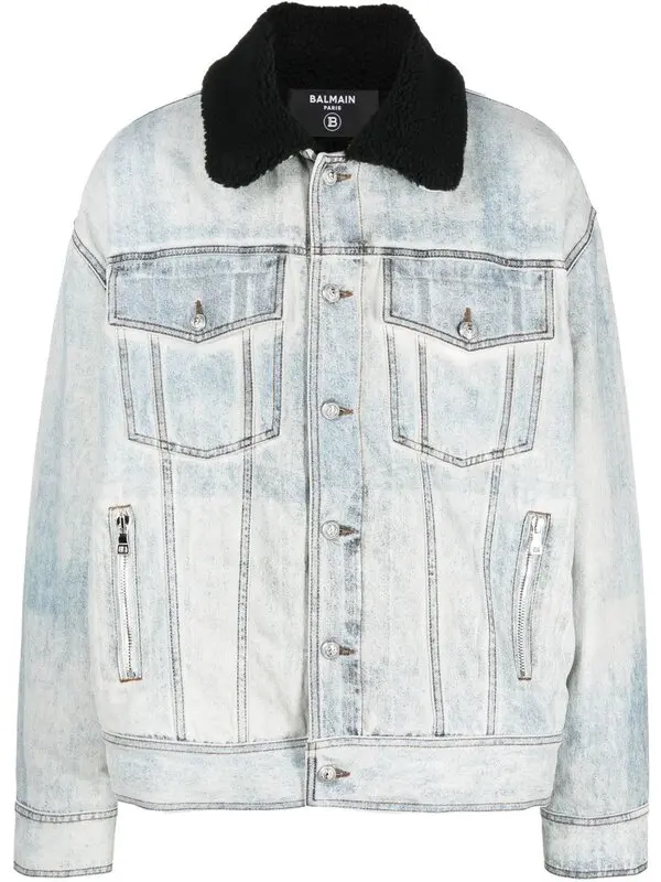 Balmain Logo-embroidered Denim Jacket - Blue