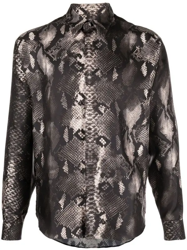 Roberto Cavalli Snakeskin-print Silk Shirt
