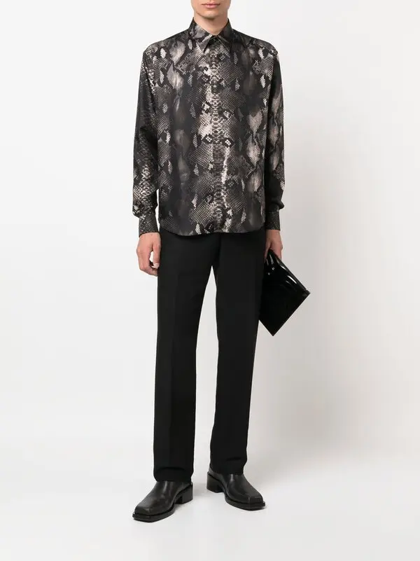 Roberto Cavalli Snakeskin-print Silk Shirt