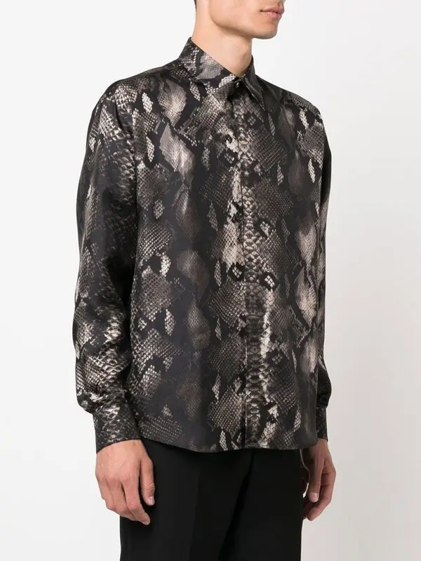 Roberto Cavalli Snakeskin-print Silk Shirt