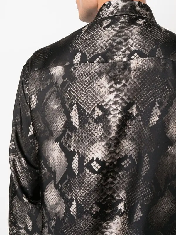 Roberto Cavalli Snakeskin-print Silk Shirt
