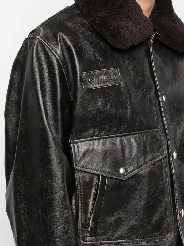 DIESEL® Leather Press-stud Fastening Jacket