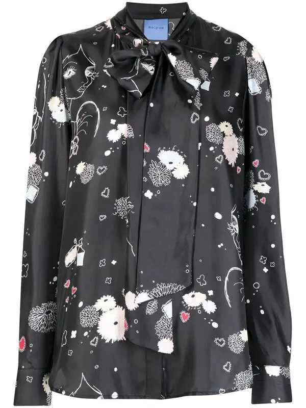 MACGRAW Illumination Bow-detail Shirt - Black