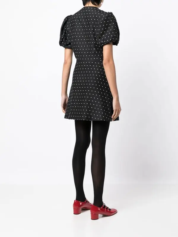 MACGRAW Sorbet Polka-dot Embroidered Dress - Black