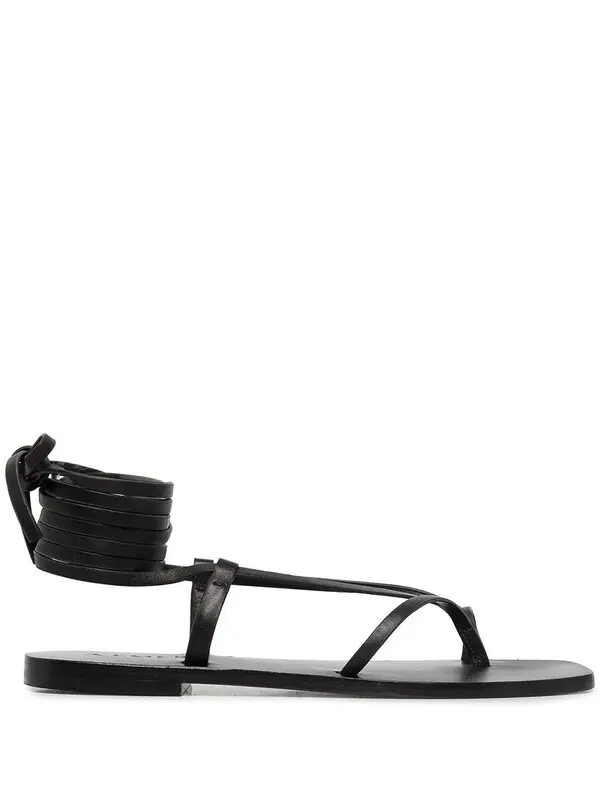A.emery Nolan Leather Wrap Sandals - Black