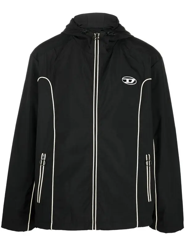 DIESEL® J-hives Logo-appliqué Windbreaker - Black
