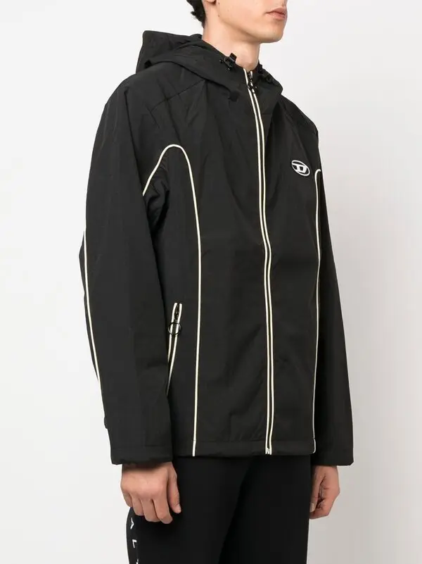 DIESEL® J-hives Logo-appliqué Windbreaker - Black