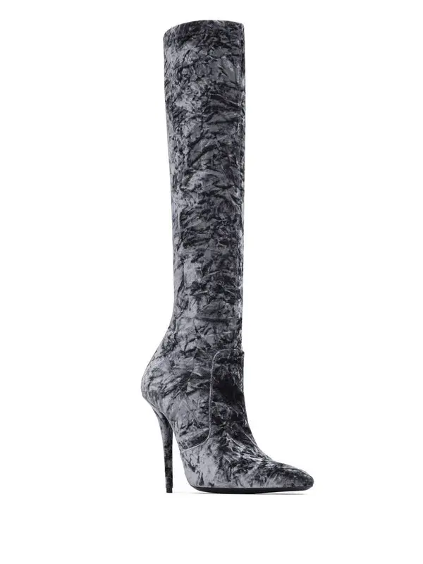 Saint Laurent Ella Velvet Knee-high Stiletto Boots