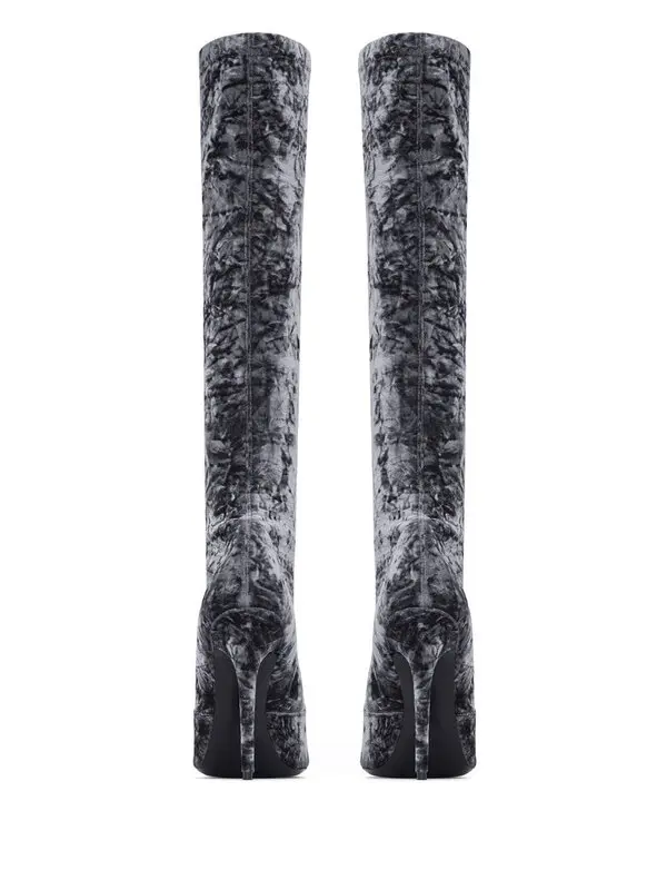 Saint Laurent Ella Velvet Knee-high Stiletto Boots