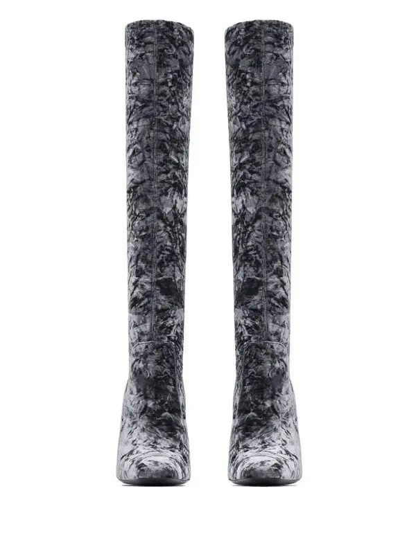 Saint Laurent Ella Velvet Knee-high Stiletto Boots