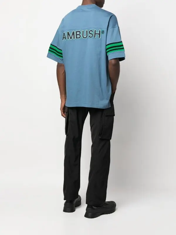 AMBUSH Logo-patch Stripe Detail T-shirt