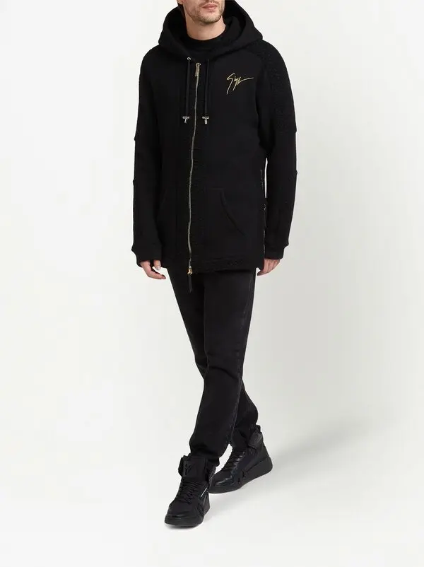 GIUSEPPE ZANOTTI Zip-front Shearling-trim Jacket