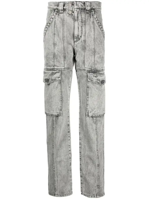 MARANT ETOILE Distressed-finish Straight Leg Jeans - Grey