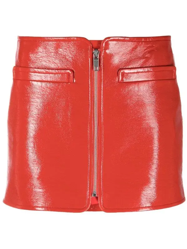 COURREGES Patent Mini Skirt - Red