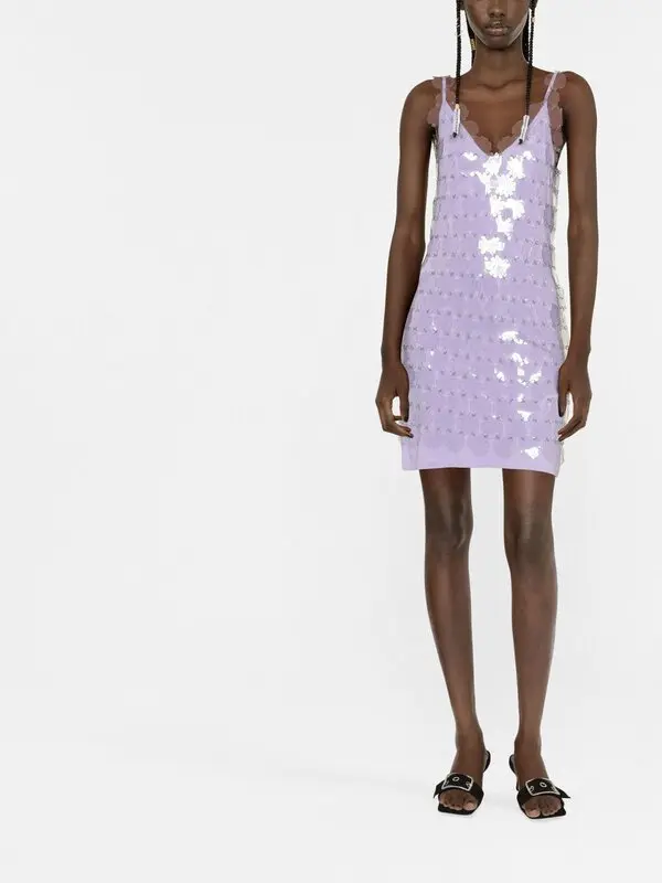 Rabanne Sequined Mini Dress - Purple