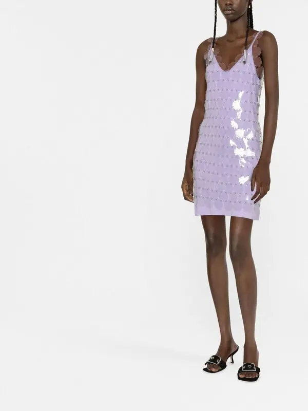 Rabanne Sequined Mini Dress - Purple