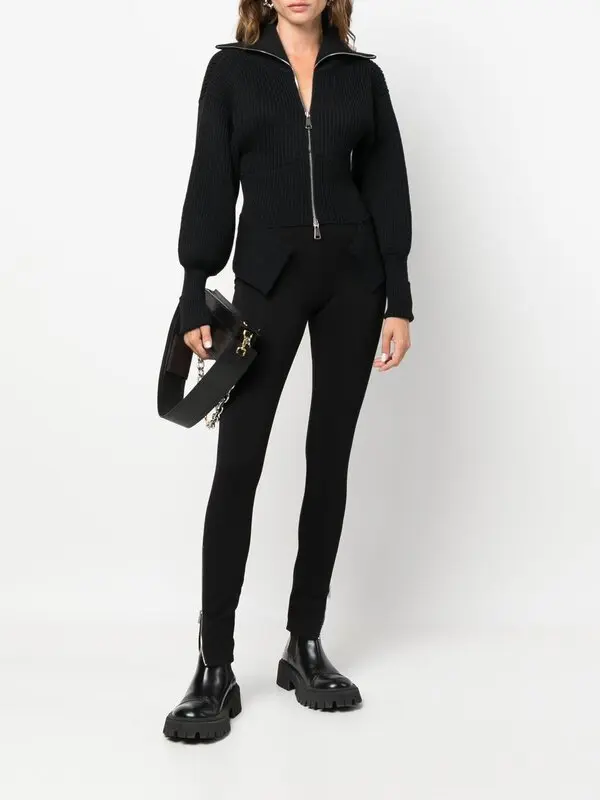 ANDREĀDAMO Ribbed-knit Zip-up Cardigan