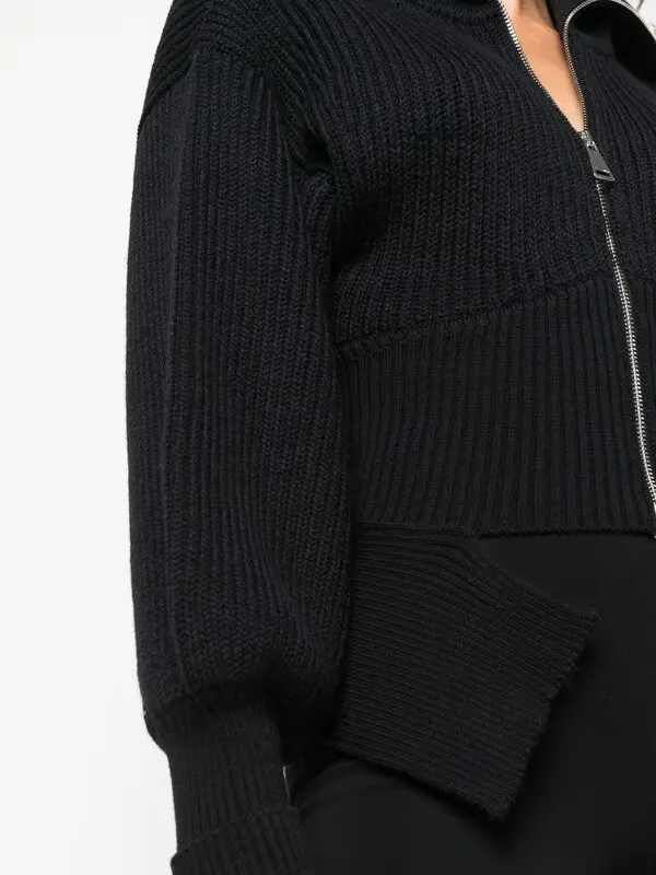 ANDREĀDAMO Ribbed-knit Zip-up Cardigan