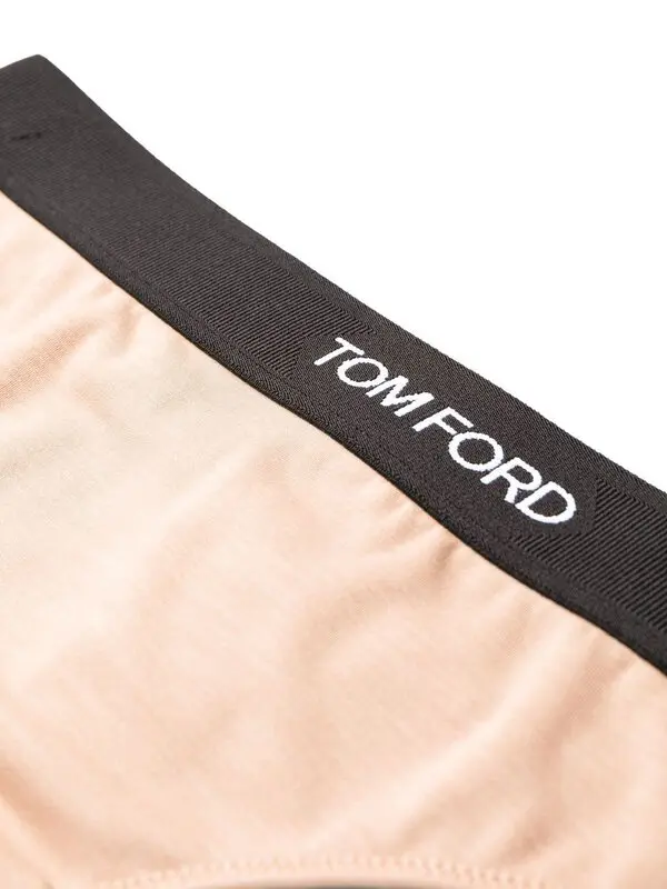 TOM FORD Logo-waistband Thong - Neutrals