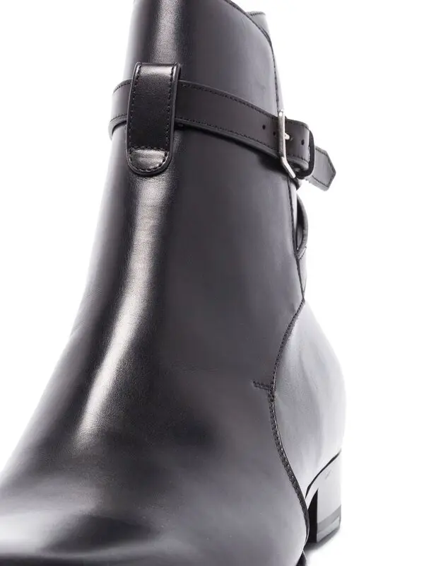 Saint Laurent Wyatt Jodhpur Leather Boots - Black | Editorialist