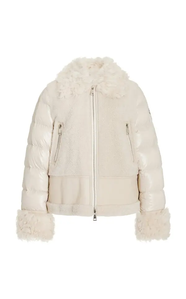 Moncler Gaillands Shearling-trimmed Leather Down Jacket