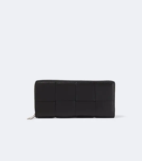 Bottega Veneta Intreccio Leather Wallet - Black