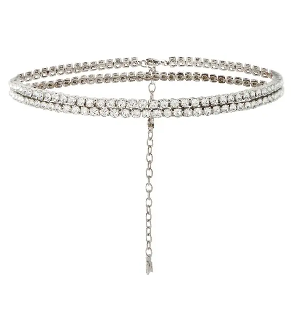 Amina Muaddi Crystal-embellished Waist Chain - Silver