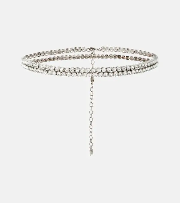Amina Muaddi Crystal Embellished Waist Chain - Silver