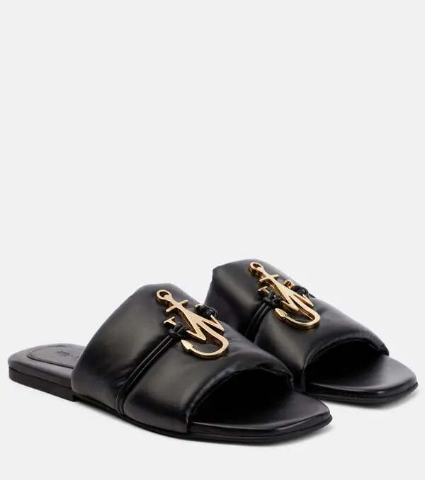 JW Anderson Anchor Leather Sandals - Black
