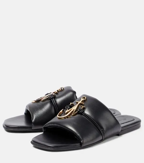 JW Anderson Anchor Leather Sandals - Black