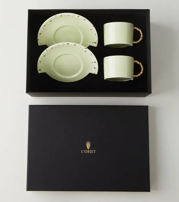 L'Objet Haas Mojave Set Of 2 Teacups And Saucers