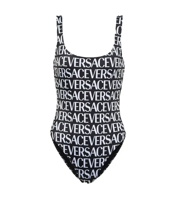 Versace Logo One-piece Swimsuit - Black