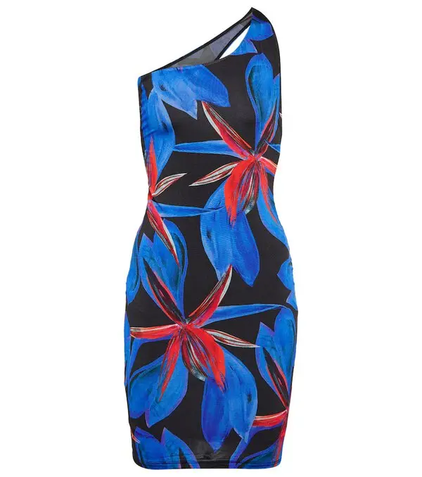 LOUISA BALLOU Plunge One-shoulder Minidress