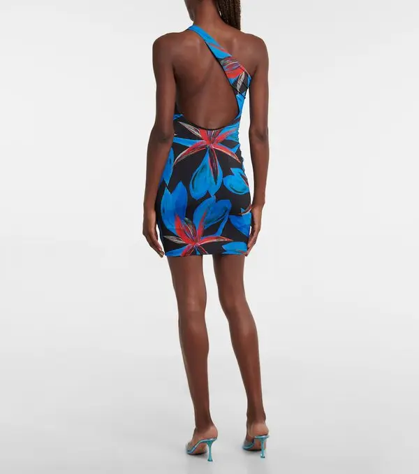 LOUISA BALLOU Plunge One-shoulder Minidress