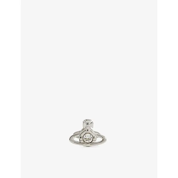 VIVIENNE WESTWOOD Solitaire Brass Single Stud Earring - Platinum / Crystal