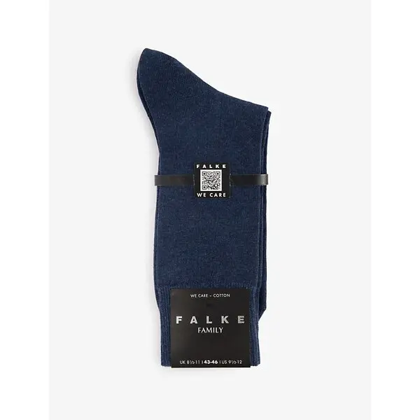 Falke Family Brand-print Stretch-cotton Blend Socks - Navy Mel.