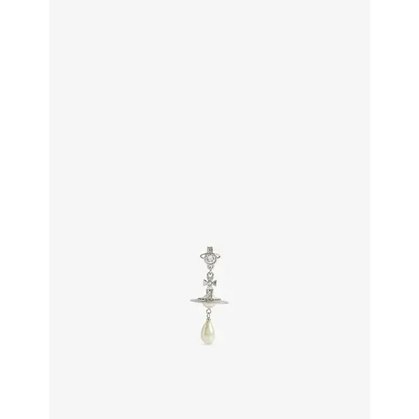 VIVIENNE WESTWOOD Orb Brass Single Earring - Platinum/pearl/crystal