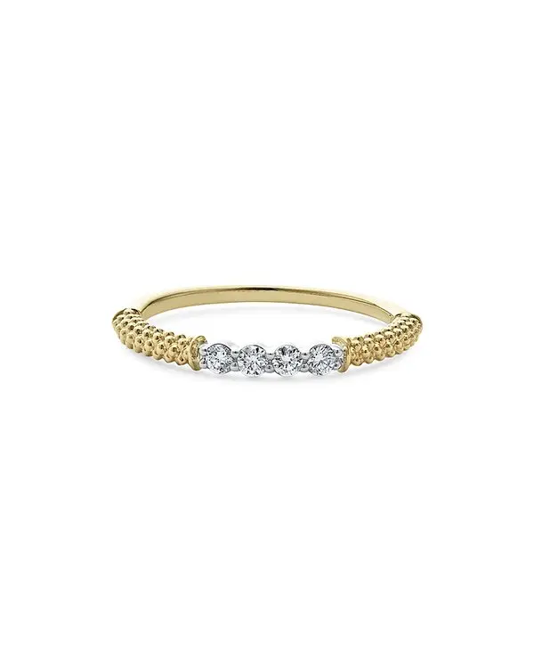 Lagos 18k Gold Signature Caviar Diamond Stacking Ring - Gold/white