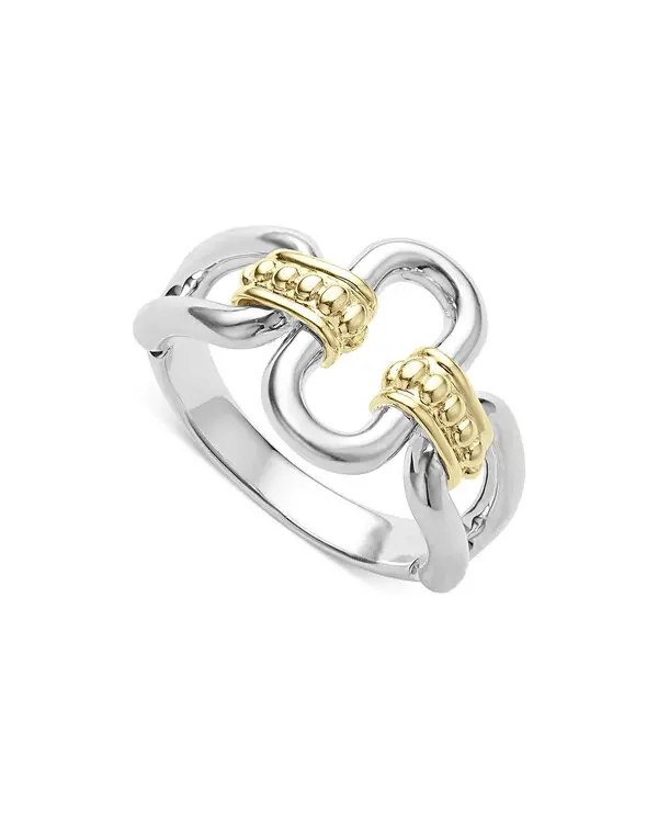 Lagos 18k Yellow Gold And Sterling Silver Oval Link Ring - Silver/gold