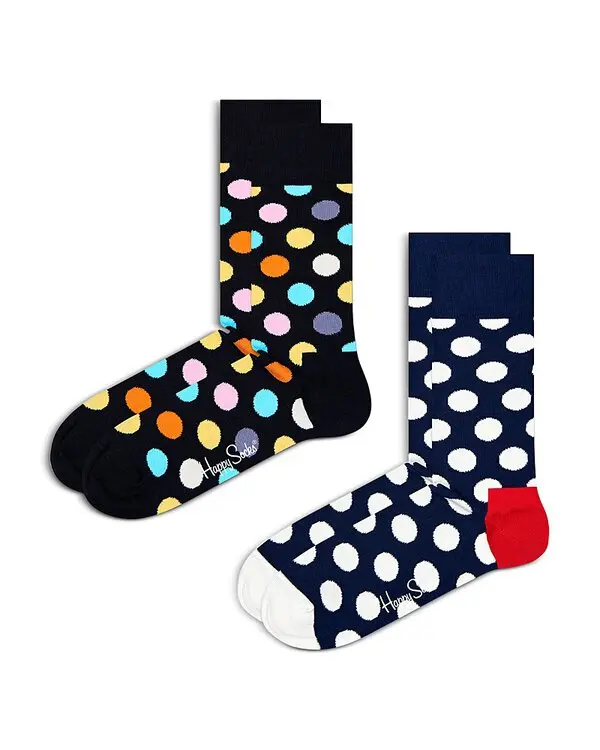 Happy Socks Classic Big Dot Crew Socks Pack Of 2 - Assortment