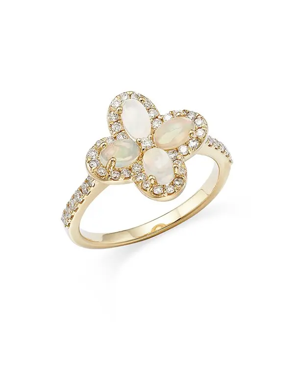 Bloomingdale'S Opal And Diamond Clover Ring - Opal/gold