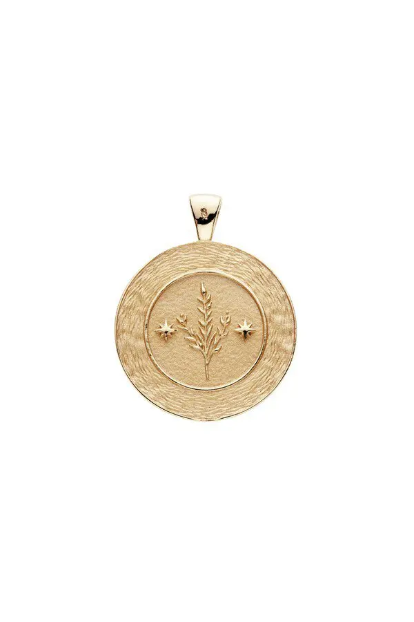 JANE WIN Virgo Zodiac Coin Pendant - Gold