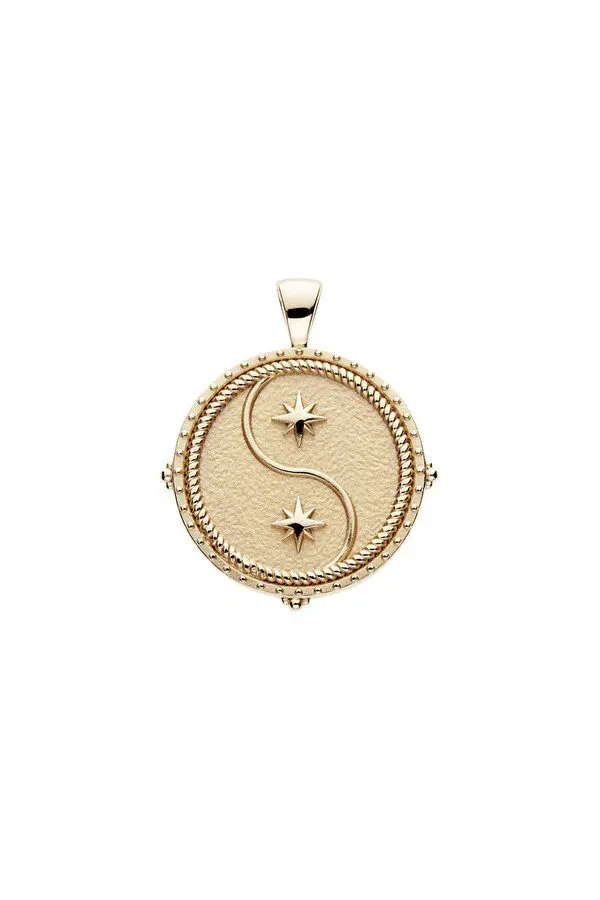 JANE WIN Gemini Zodiac Coin Pendant - Gold