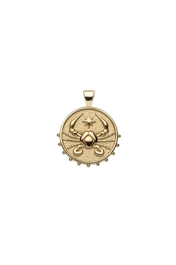 JANE WIN Cancer Zodiac Coin Pendant - Gold