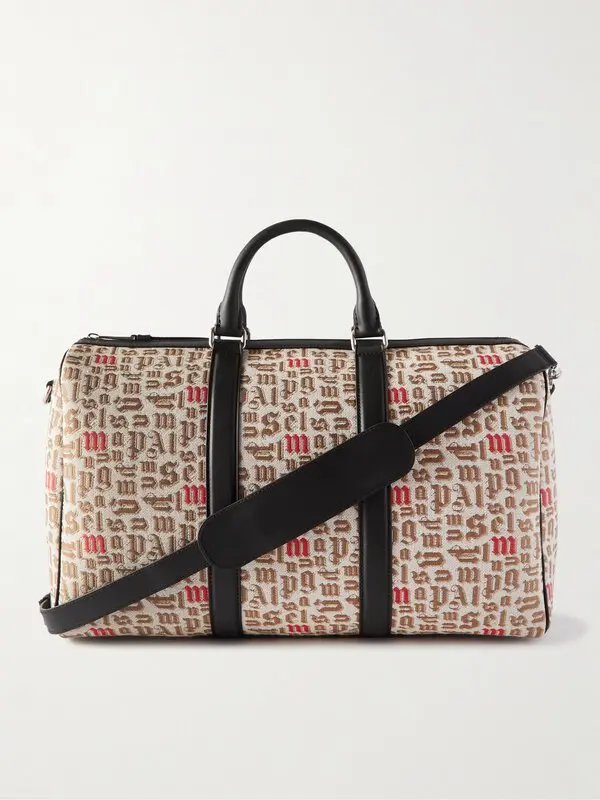 Moncler 8 Palm Angels Leather-trimmed Logo-jacquard Weekend Bag - Neutrals