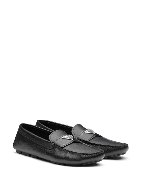 Prada Logo-plaque Leather Loafers