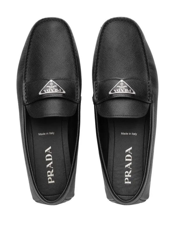 Prada Logo-plaque Leather Loafers
